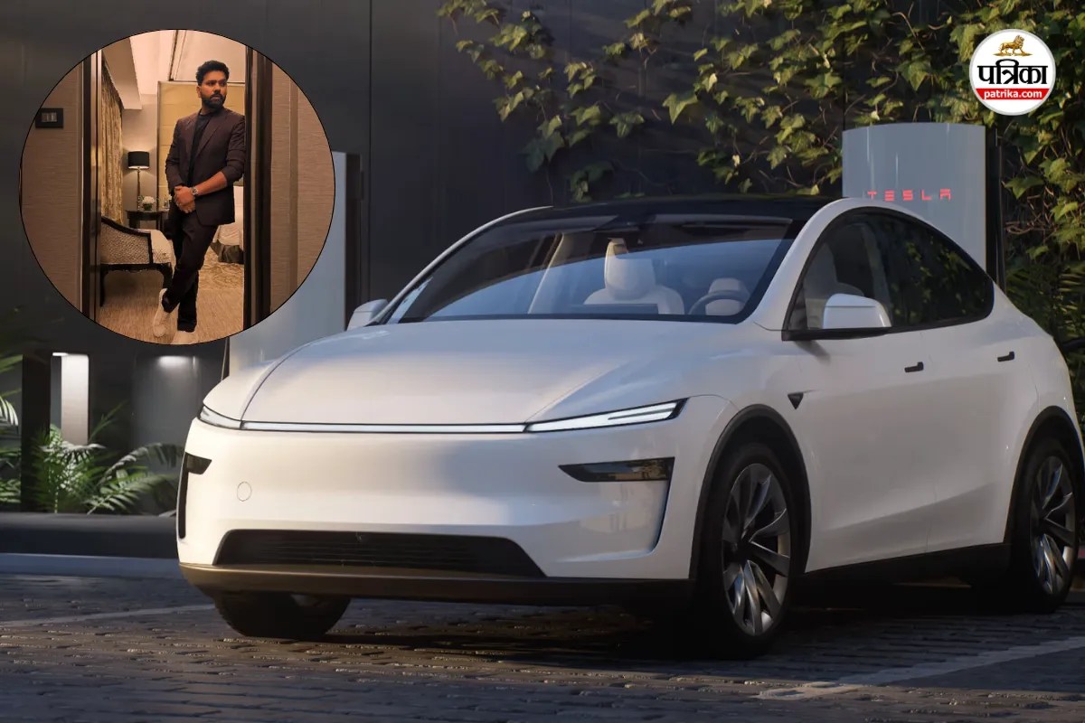 भारतीय क्रिकेटर रोहित शर्मा के गैराज में आई नई Tesla Model Y, नंबर ...